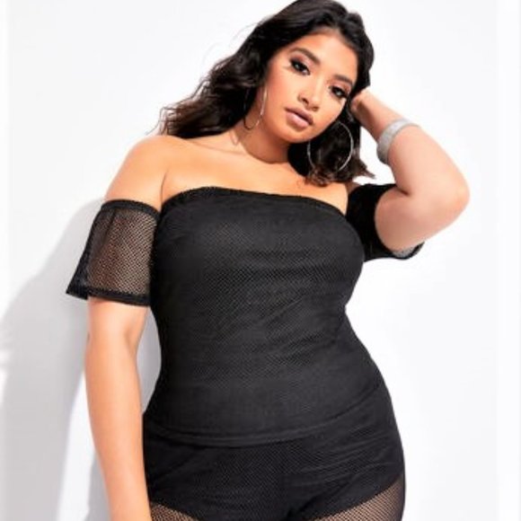 Ashley Stewart | Tops | 2x Curvy Girl Black Fishnet Zahraa Top | Poshmark